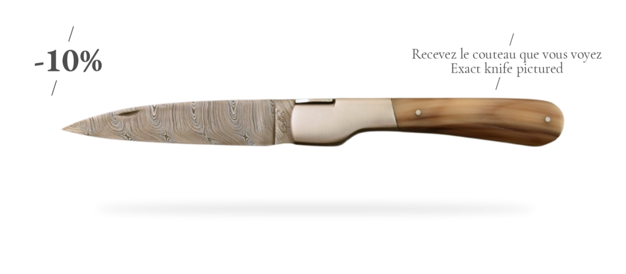 Corsican Vendetta Damascus Range Cow Horn Tip